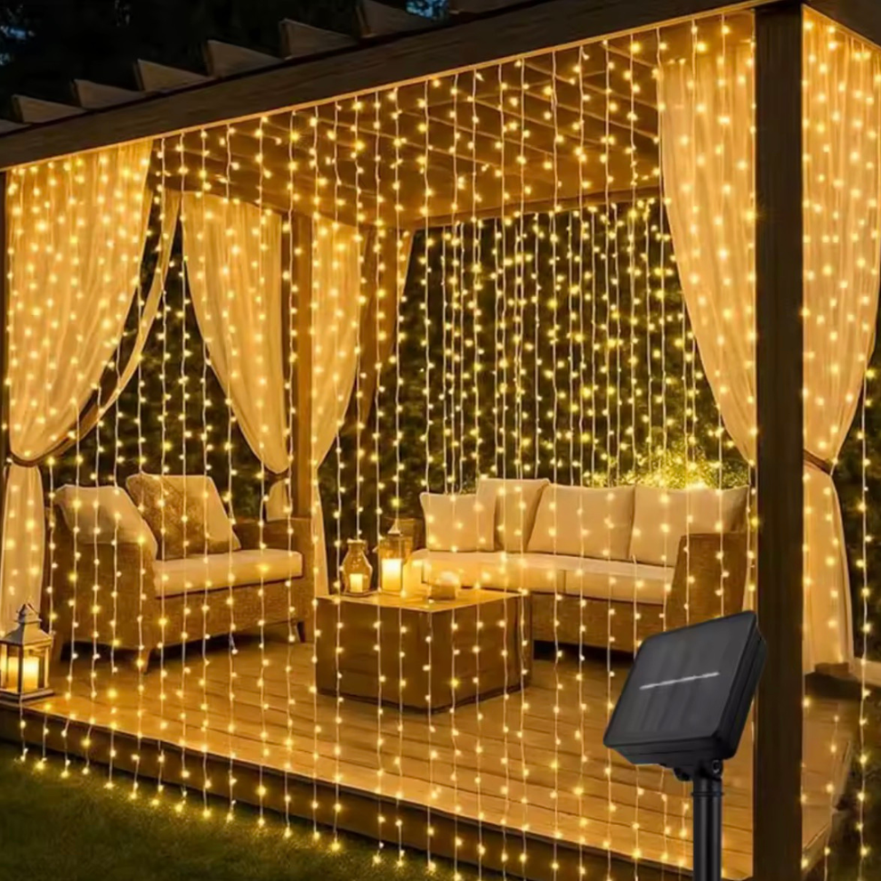 Cortina de Luces LED 3 Metros Solar – Amarillo Cálido o Multicolor – Diamac